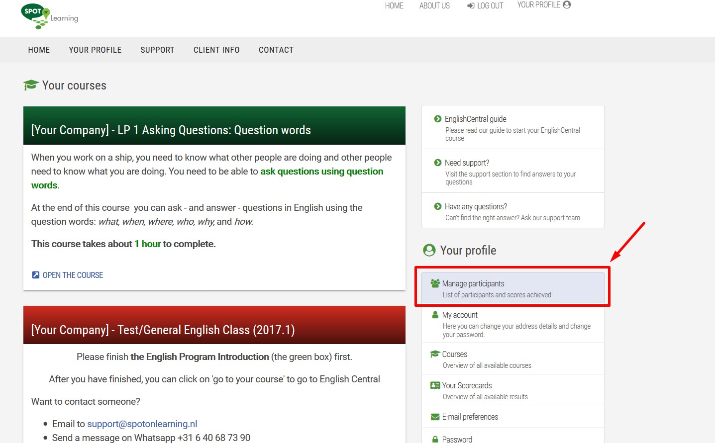 How to send the login details to a participant | Spot On Learning